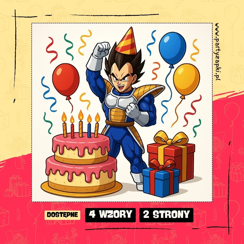 Vegeta (Dragon Ball) - Zaproszenie na urodziny do druku [002] | PartyZAPKI